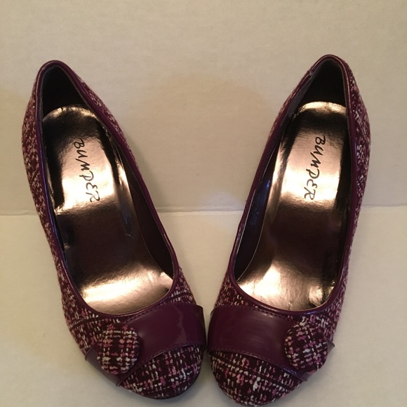 Bumper | Shoes | Classy Comfortable Purple Plaid Heels | Poshmark